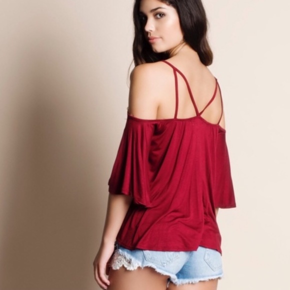 Tops | Cold Shoulder Spaghetti Straps Flowy Top | Poshmark
